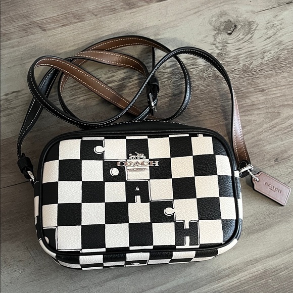 Coach | Bags | Coach Checkered Black And White Crossbody Bag | Poshmark
